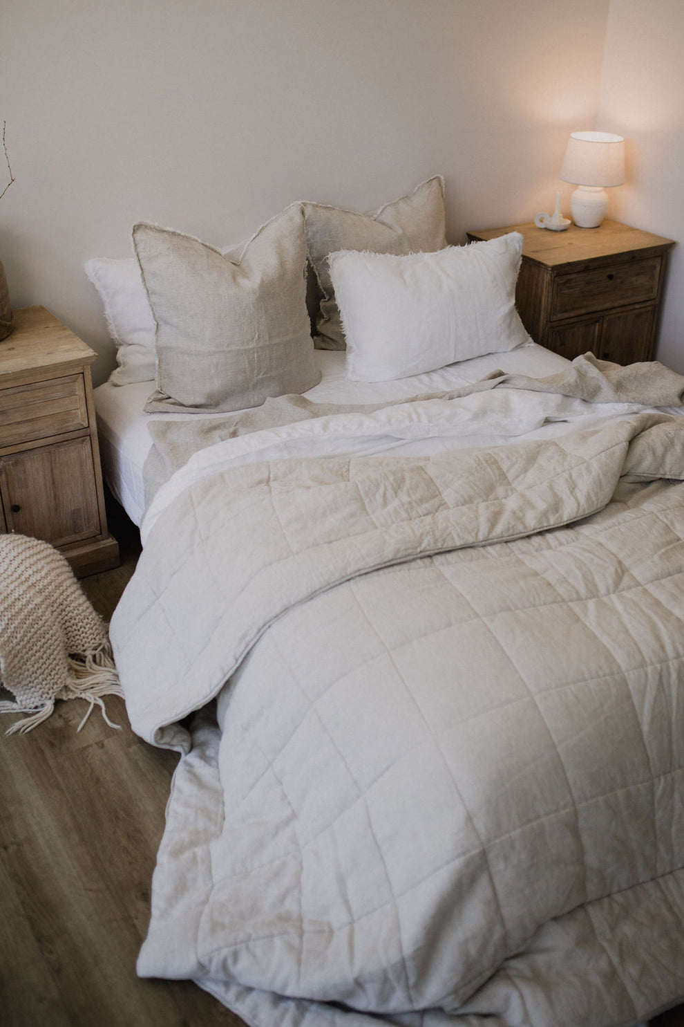 “Sable” Linen Quilted Coverlet – SOL Linen
